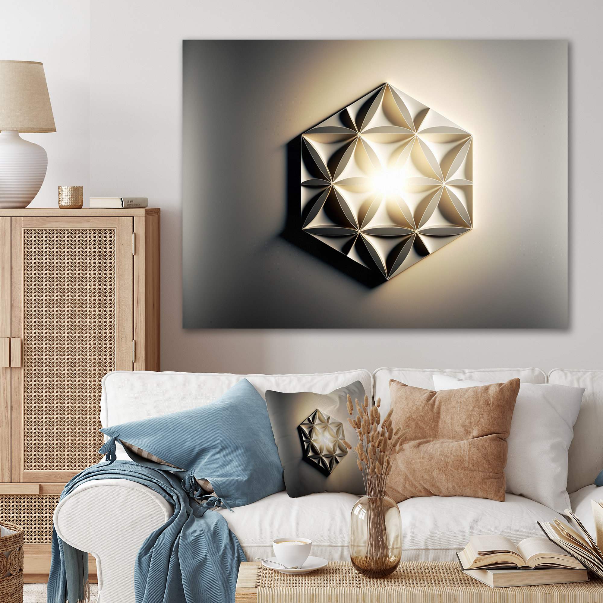 Ivy Bronx Monochrome Sacred Geometry III - Print on Canvas | Wayfair
